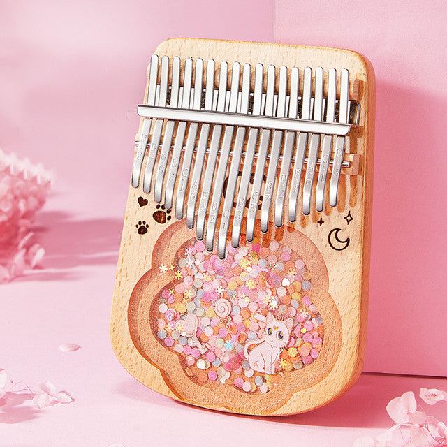 17 Key Kalimba Beech Wood and Resin Transparent Kitty – OcarinaKalimba